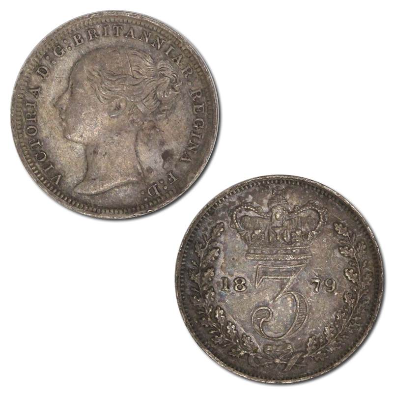 Great Britain 1879 Victoria Y/H Threepence EF – M.R.Roberts - Wynyard Coin Centre