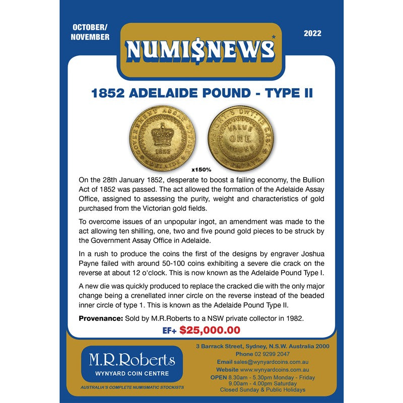 NUMI$NEWS - October/November 2022 – M.R.Roberts - Wynyard Coin Centre
