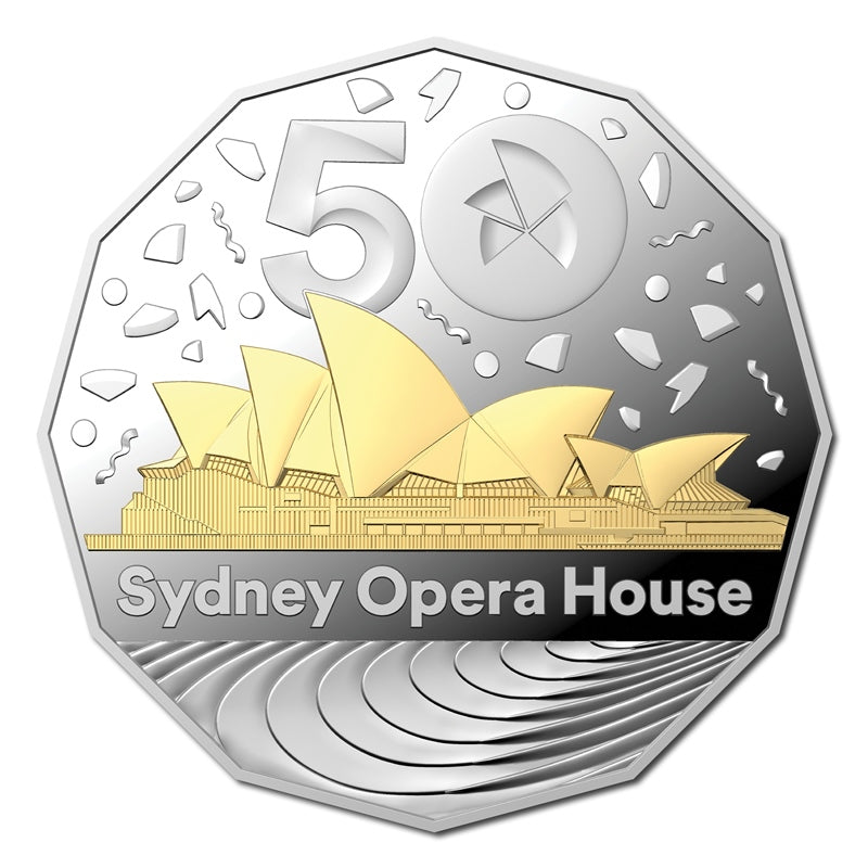 50c 2023 Sydney Opera House 50th Anniversary - Gold Plated Silver Proo ...