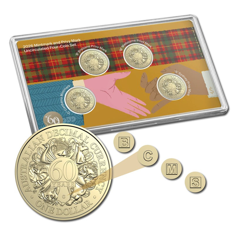 $1 2026 60th Anniversary of Decimal Currency Mintmark/Privy Mark Set ...