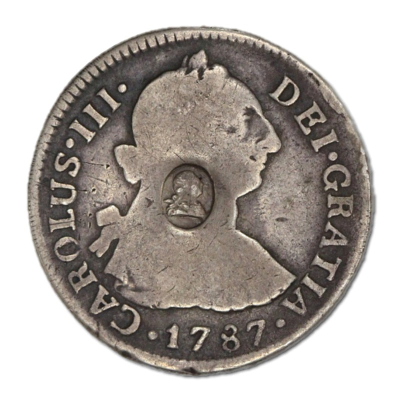 Great Britain (1797) $1/4 Counterstamp on Charles III 1787 2 Reales – M ...