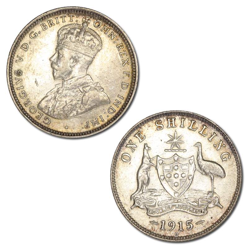 Australia 1915 H Shilling Lustrous Light Tone nUNC - Wynyard Coin ...