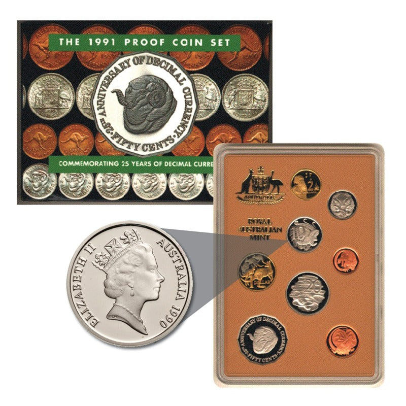 1991 Proof Set - with 1990 10 Cent Error – M.R.Roberts - Wynyard Coin ...