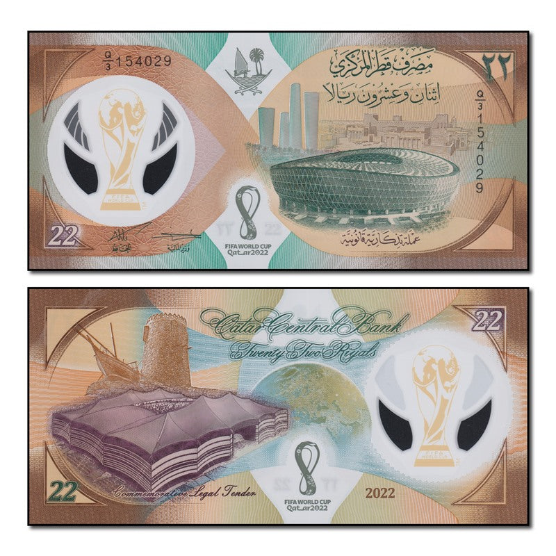 Qatar 2022 22 Riyals P.39a CFU - FIFA World Cup – M.R.Roberts - Wynyard ...