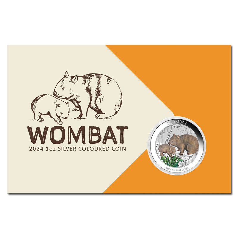 2024 Wombat 1oz Silver Coloured in Card – M.R.Roberts - Wynyard Coin Centre