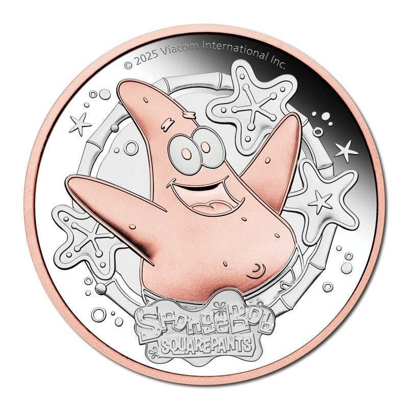 Tuvalu 2025 Spongebob Squarepants - Patrick Star 2oz Silver Proof Gild ...