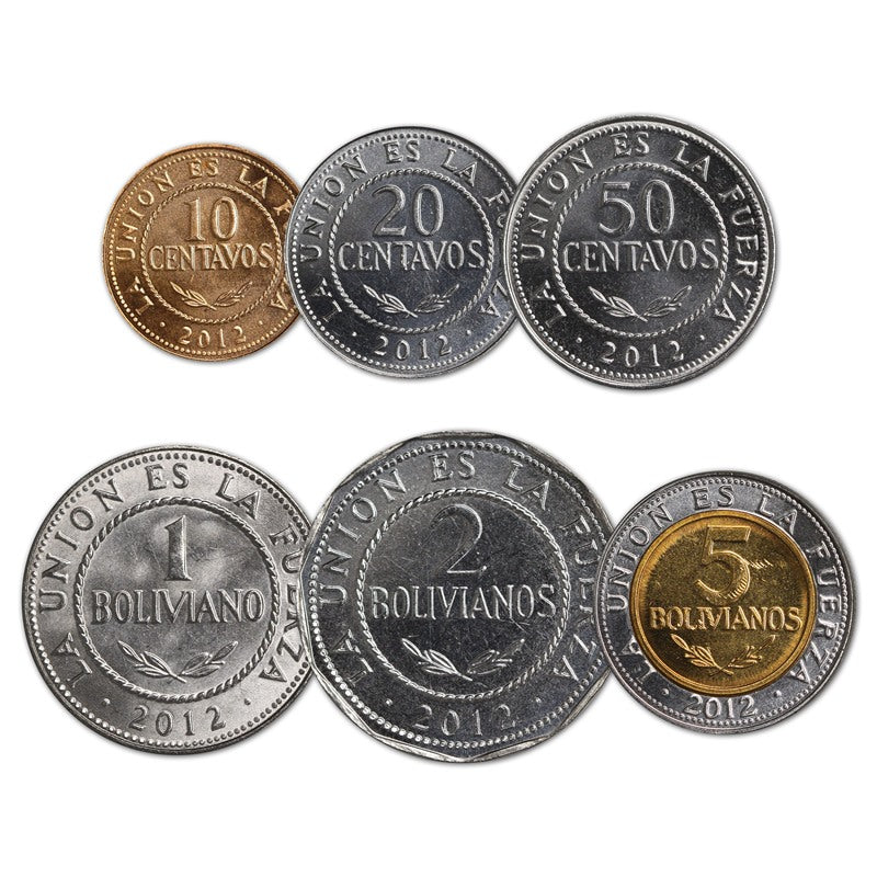 Bolivia 2012 Six Coin Set – M.R.Roberts - Wynyard Coin Centre