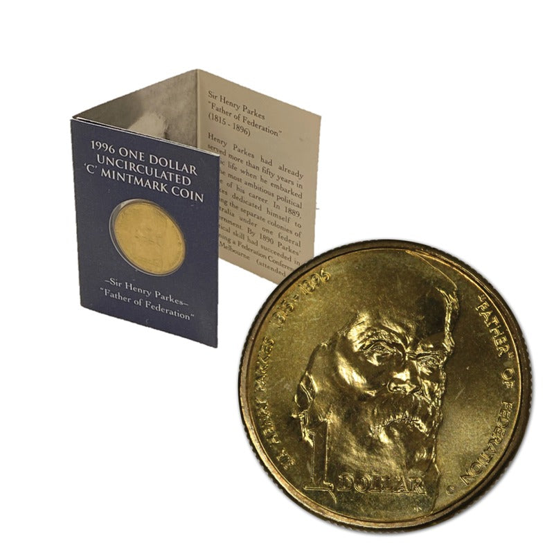 $1 1996 Henry Parkes Mintmark UNC – M.R.Roberts - Wynyard Coin Centre