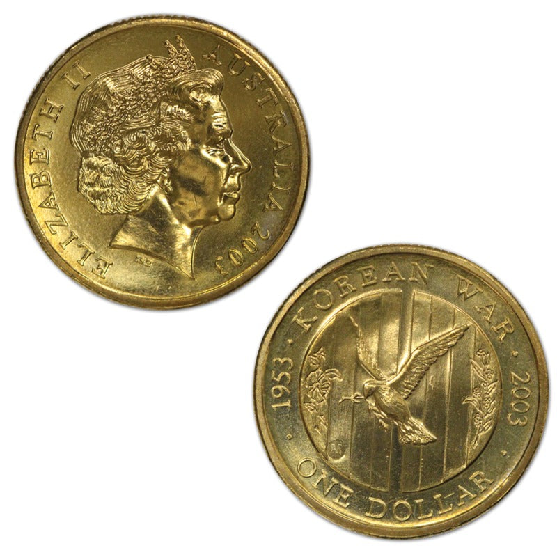 $1 2003 Korean War 'M' Counterstamp UNC – M.R.Roberts - Wynyard Coin Centre