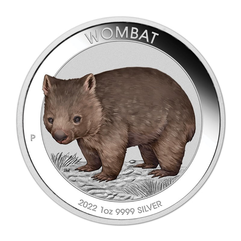 2022 Wombat 1oz Silver Coloured in Card – M.R.Roberts - Wynyard Coin Centre
