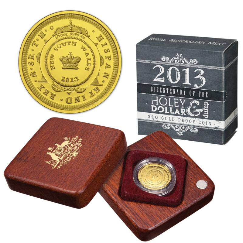 $10 2013 Holey Dollar & Dump 1/10oz Gold Proof – M.R.Roberts - Wynyard ...