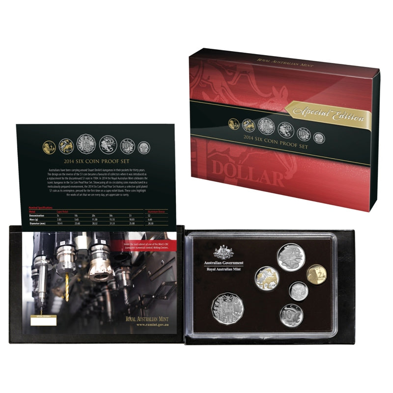 2014 Proof Set - Gold Plated $1 – M.R.Roberts - Wynyard Coin Centre