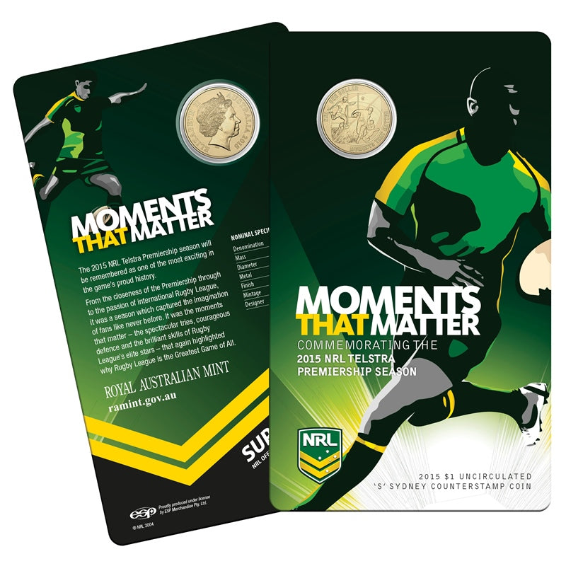 $1 2015 Telstra NRL Premiership $1 UNC - Wynyard Coin Centre – M.R ...
