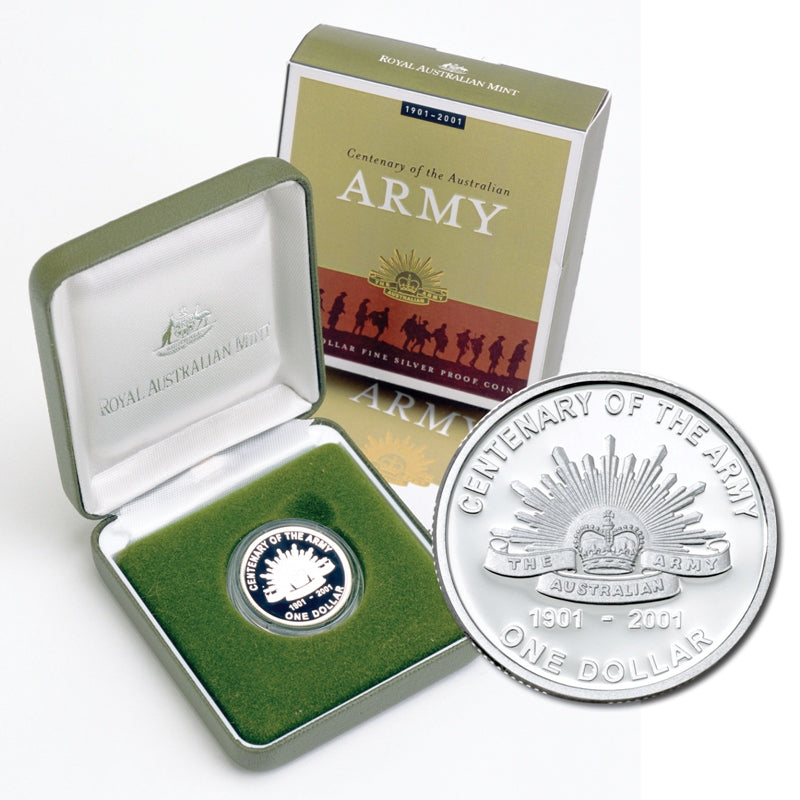 $1 2001 Army 100th Silver Proof - Wynyard Coin Centre – M.R.Roberts ...