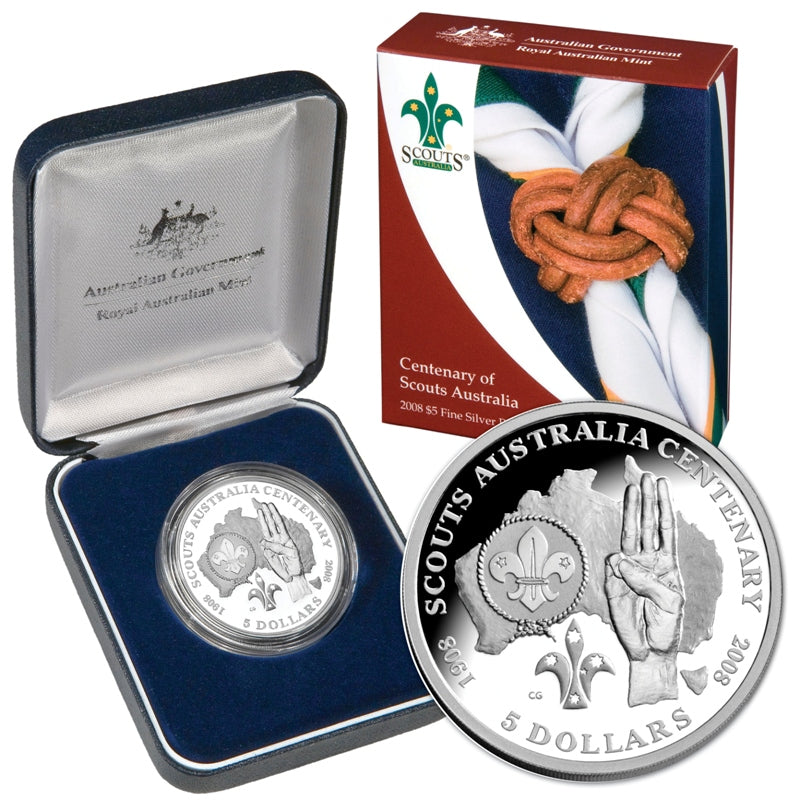 $5 2008 Scouts Australia 100 Silver Proof – M.R.Roberts - Wynyard Coin ...