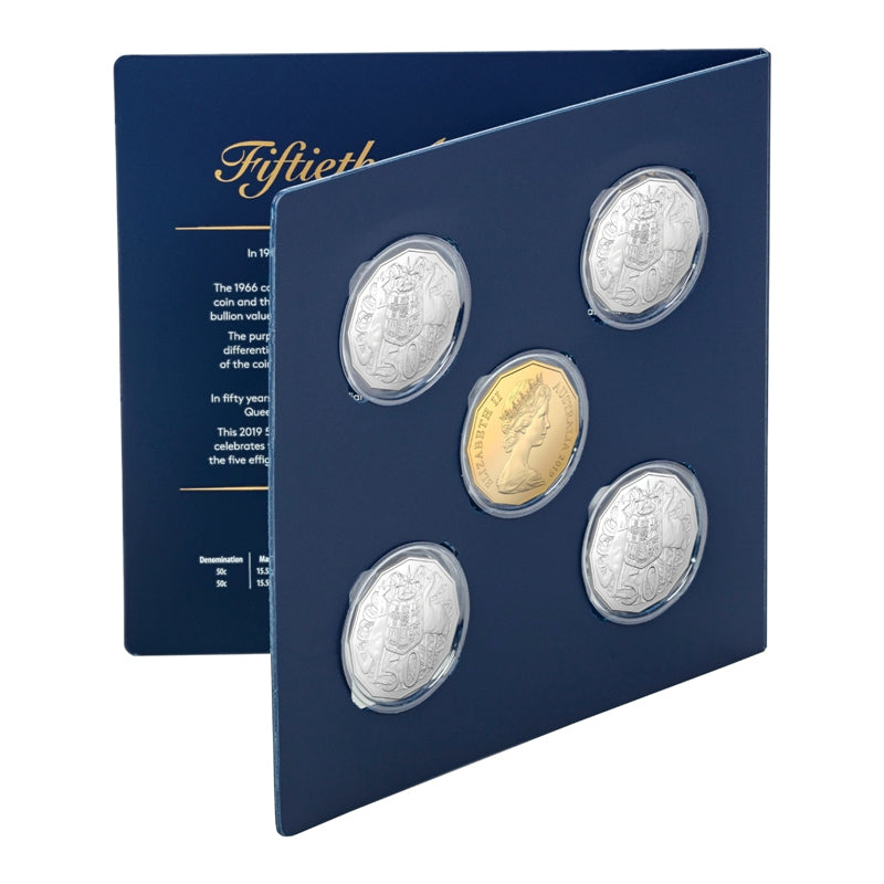 2019 50th Anniversary of the 50 Cent 5 Coin UNC Set - Wynyard Coin ...