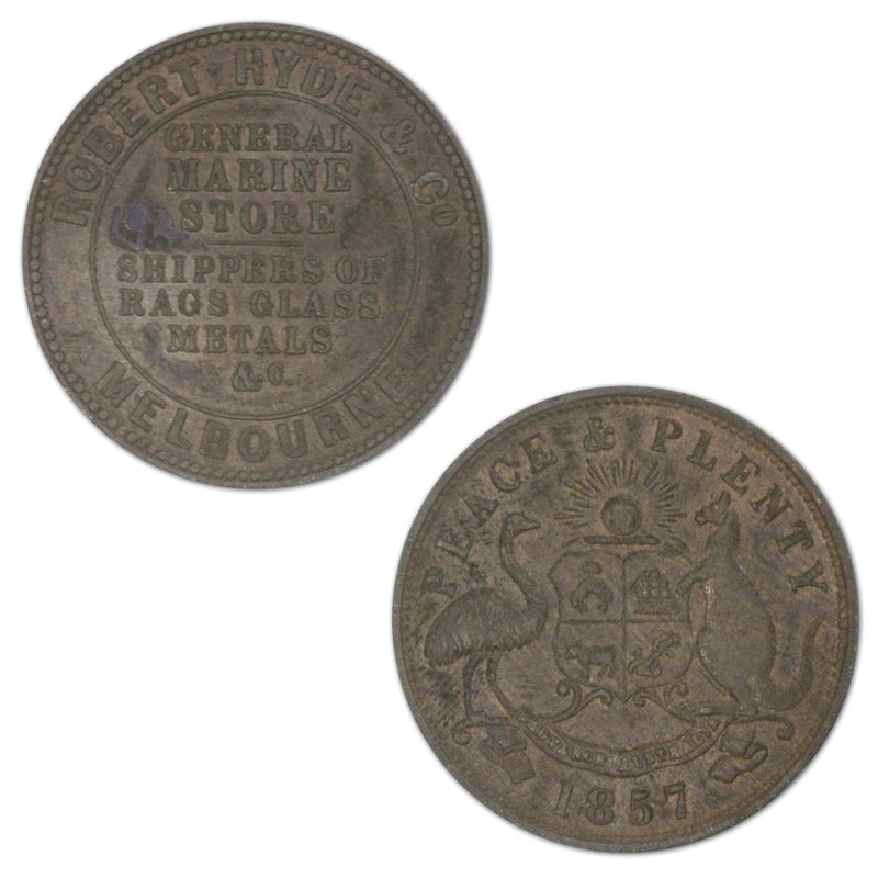 Australia 1857 Robert Hyde & Co. Penny Token A.280 – M.R.Roberts ...