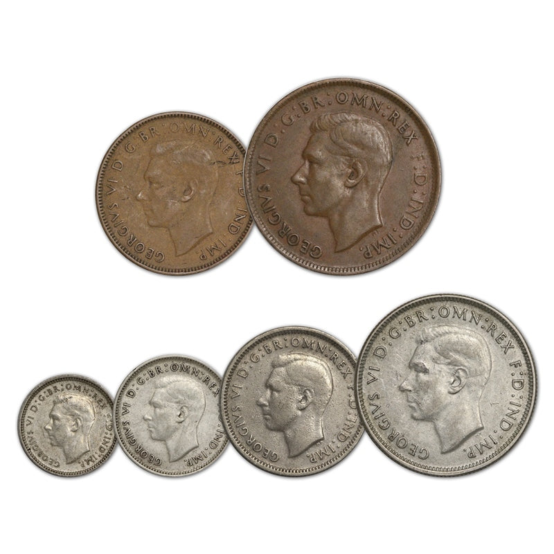Australia 1941 Pre-Decimal 6 Coin Set – M.R.Roberts - Wynyard Coin Centre