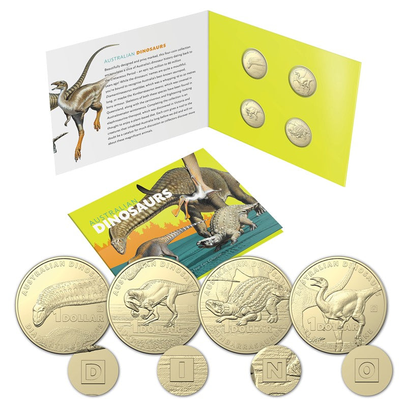 $1 2022 Dinosaurs 4 Coin Privy UNC Set – M.R.Roberts - Wynyard Coin Centre