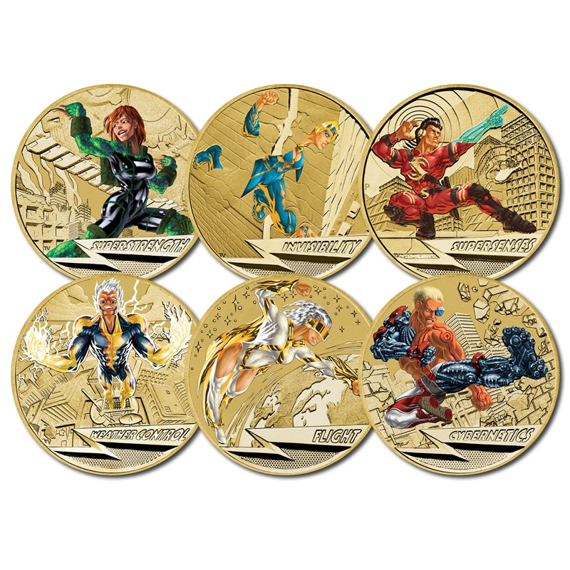 2014 Super Powers $1 6 Coin Pack UNC – M.R.Roberts - Wynyard Coin Centre