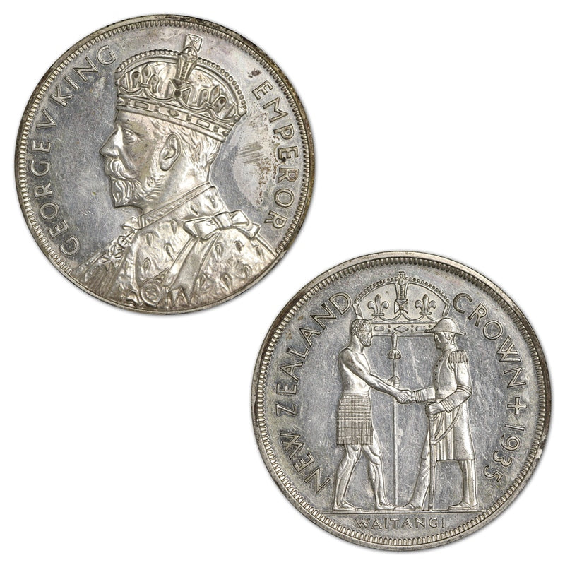 New Zealand 1935 Waitangi Crown EF/nUNC - Wynyard Coin Centre – M.R ...