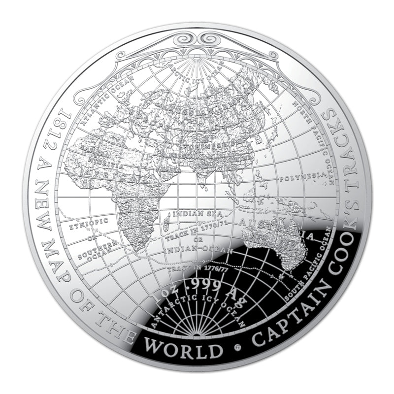 $5 2019 - 1812 A New Map of the World Silver Proof Domed Coin - Wynyard ...