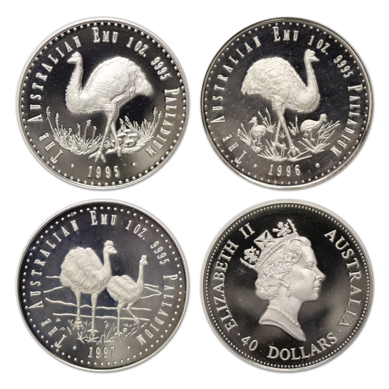 $40 1995-1997 Emu 1oz Palladium 3 Coin Proof Set - Wynyard Coin Centre ...