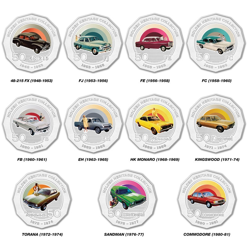 50c 2016 Holden Heritage Collection of 11 Coins - Wynyard Coin Centre ...