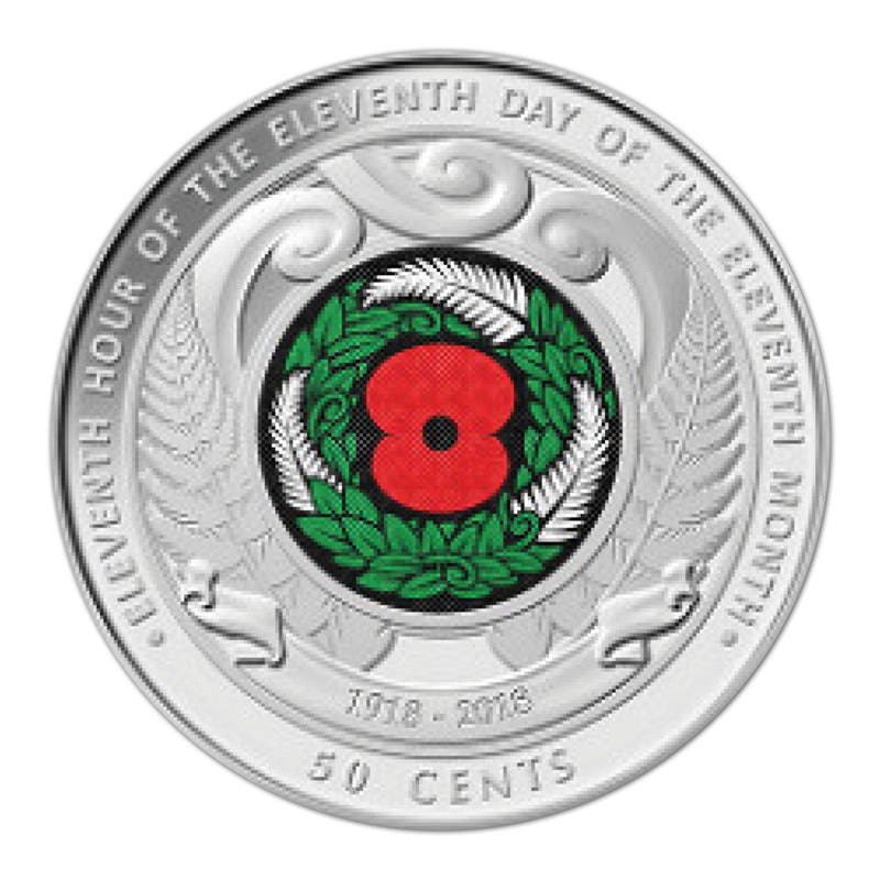 New Zealand 2018 50c Armistice Coloured Mint Roll - Wynyard Coin Centre ...