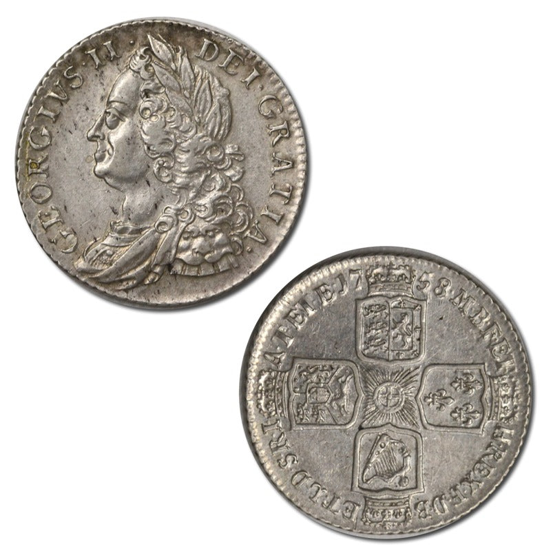 Great Britain 1758 Silver Shilling – M.R.Roberts - Wynyard Coin Centre